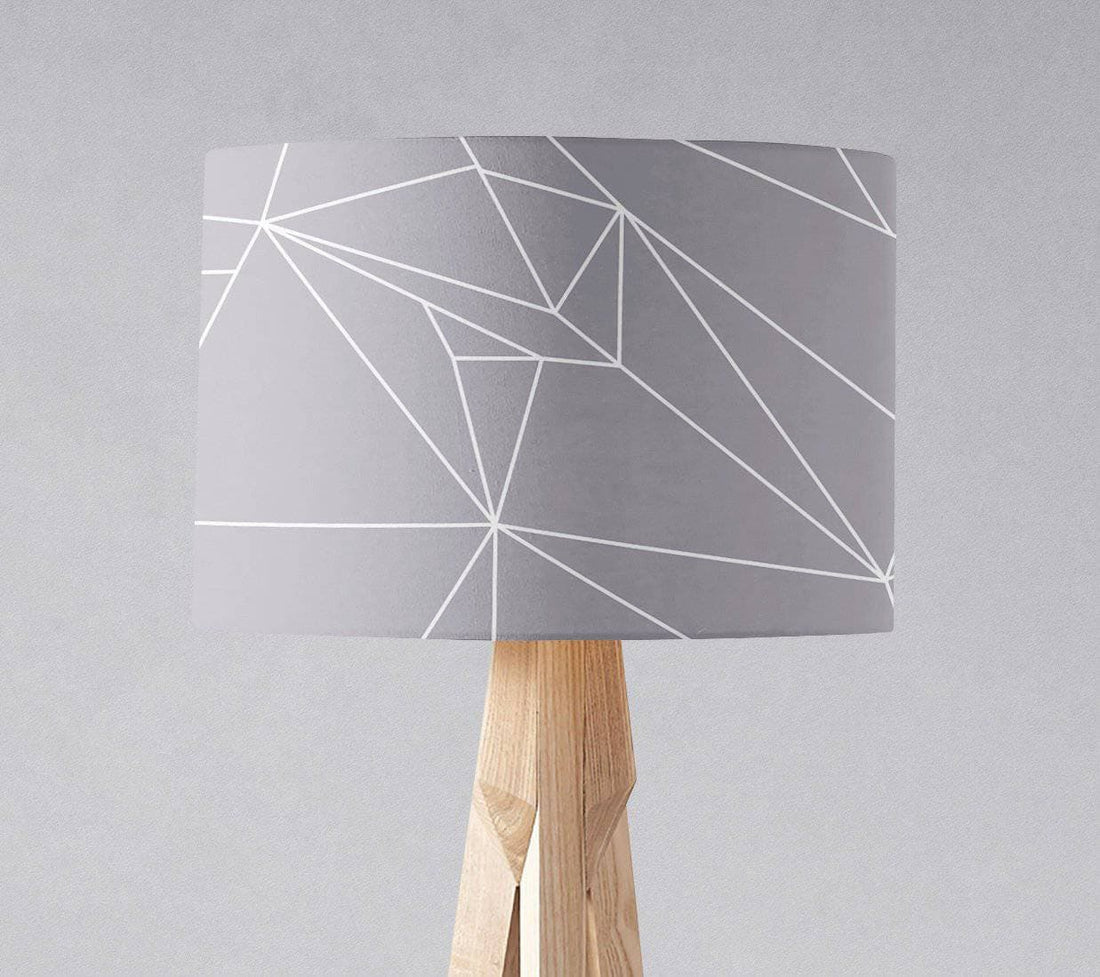 Grey with a White Lines Geometric Design Lampshade, Ceiling or Table L ...